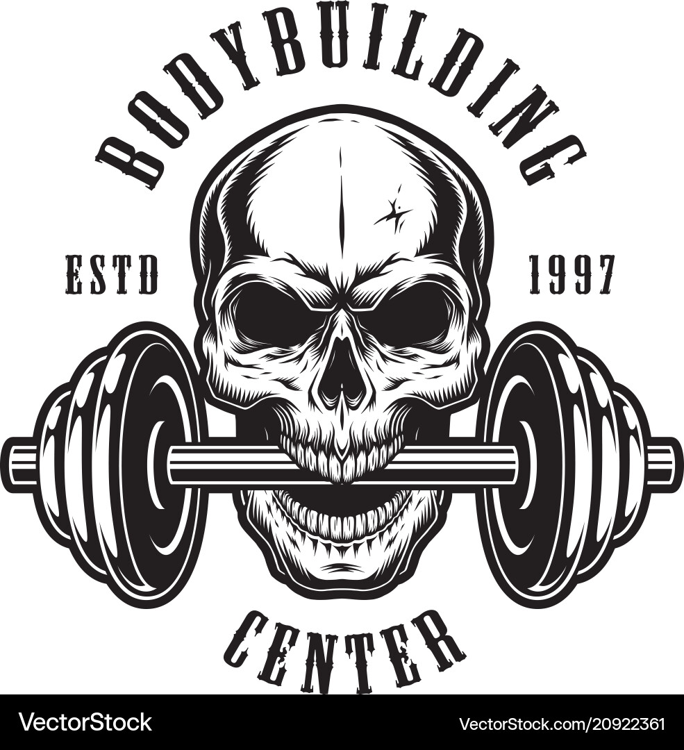 Vintage monochrome bodybuilding logo template Vector Image