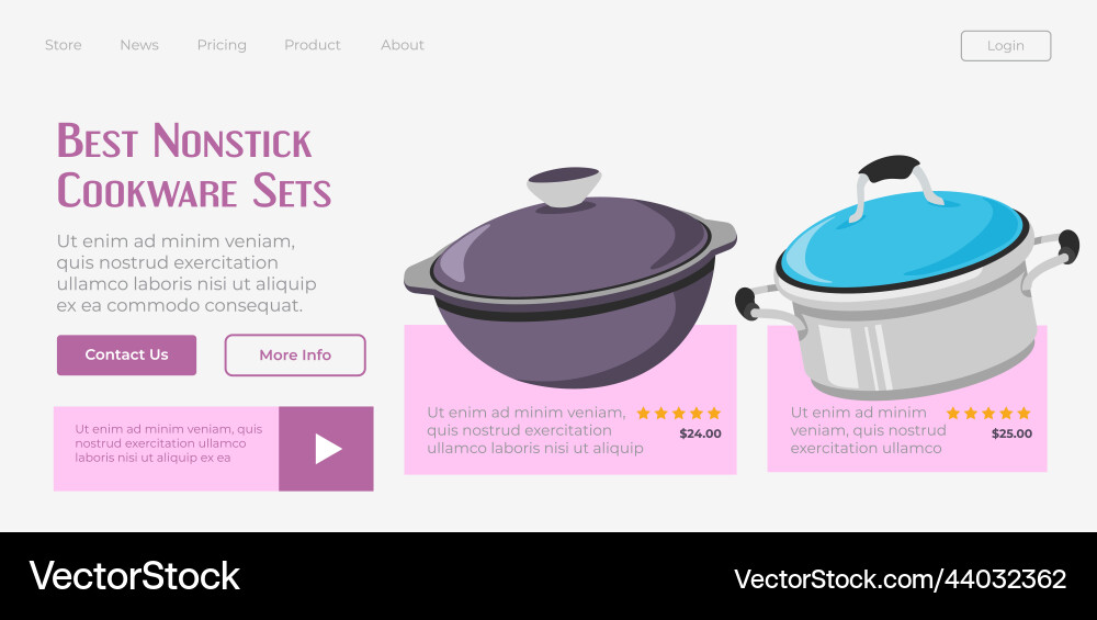 Best nonstick cookware sets website page online Vector Image