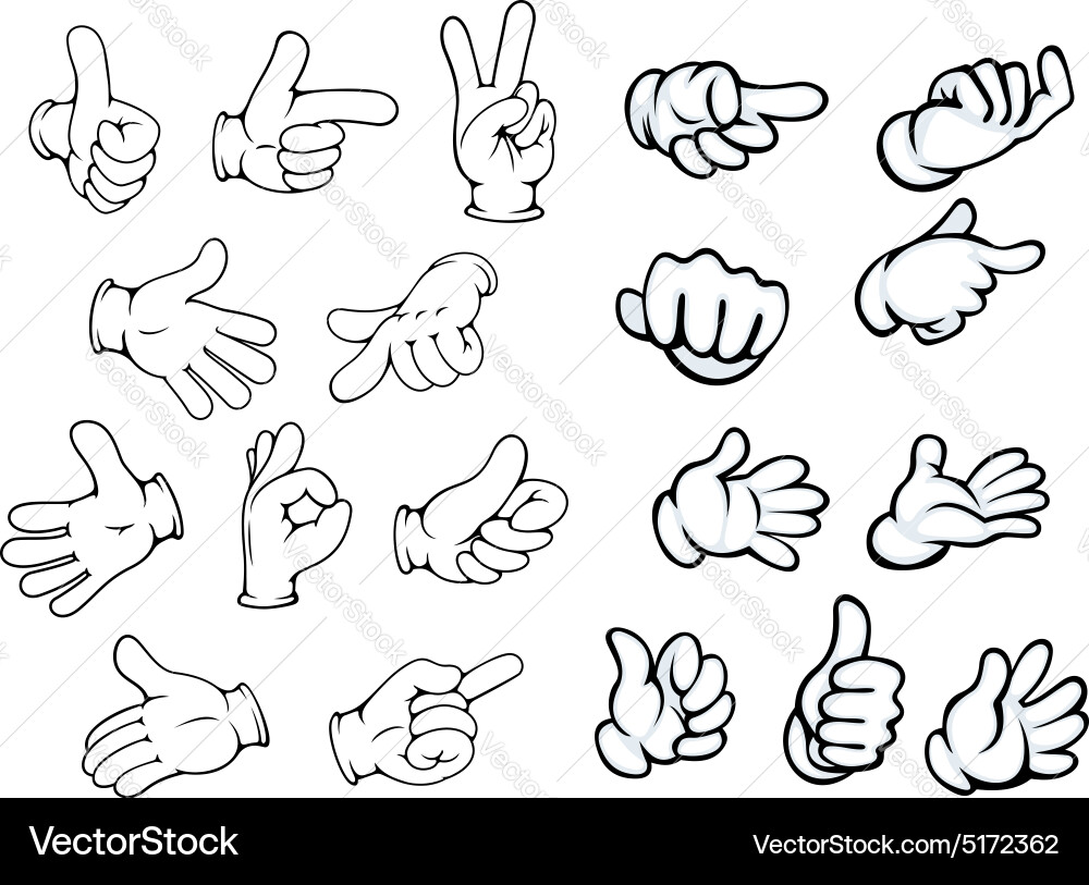 Cartoon hand gestures and pointers Royalty Free Vector Image