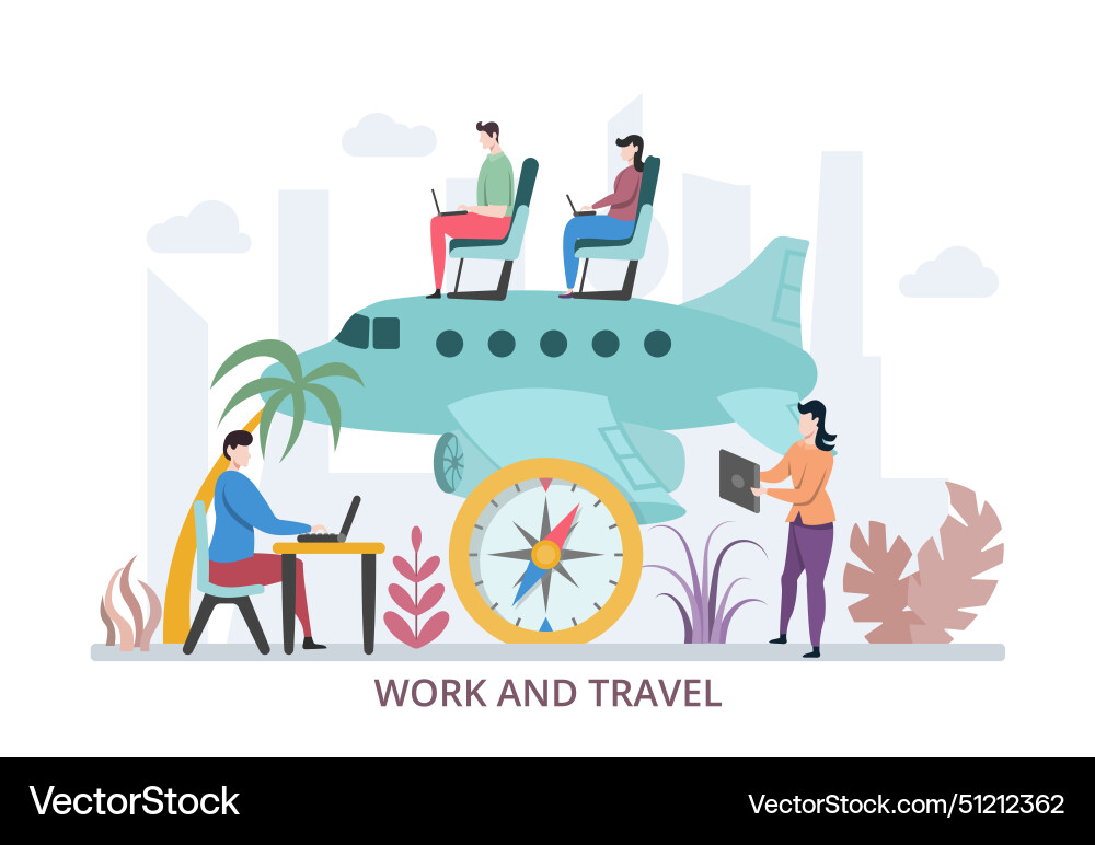 Concept of work and travel modern flat design Vector Image