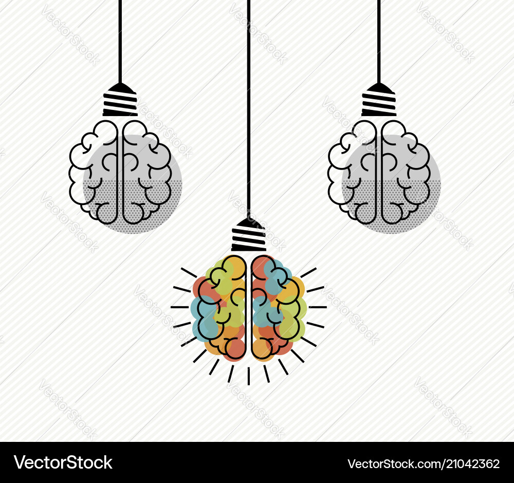 Creative thinking human brain as light bulb Vector Image