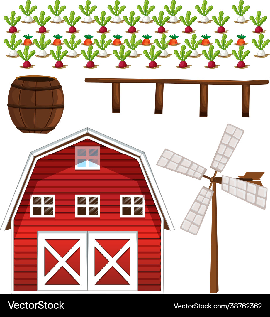 Farm element set isolated on white background Vector Image