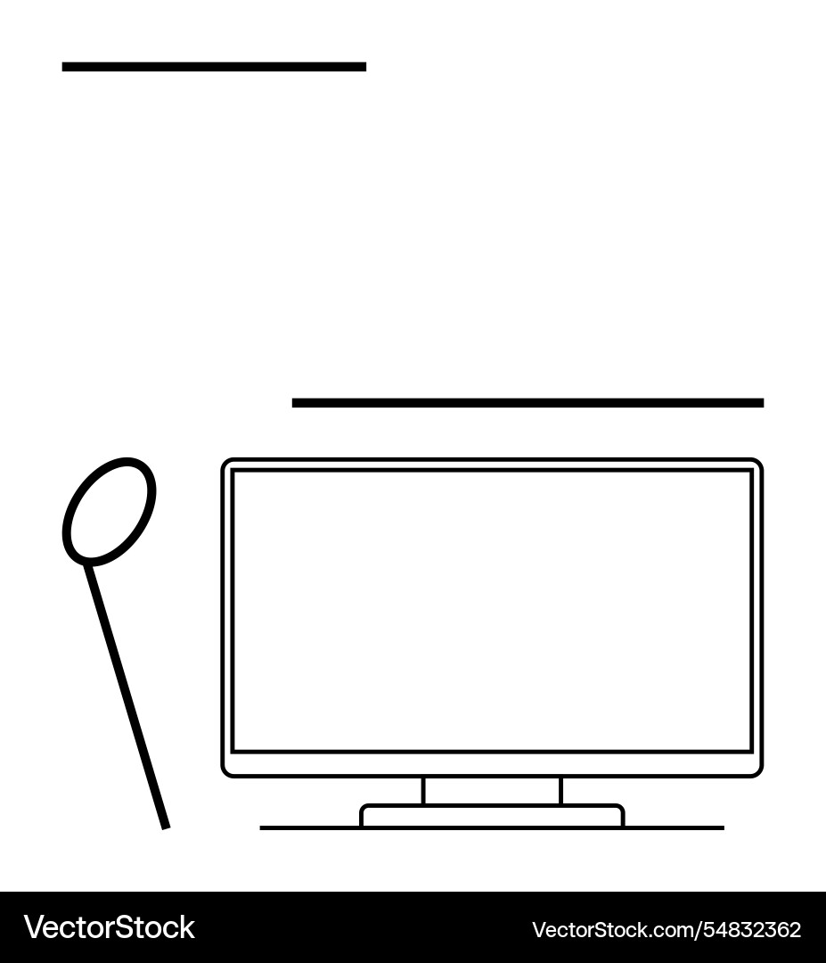Modern computer monitor setup with a magnifying Vector Image