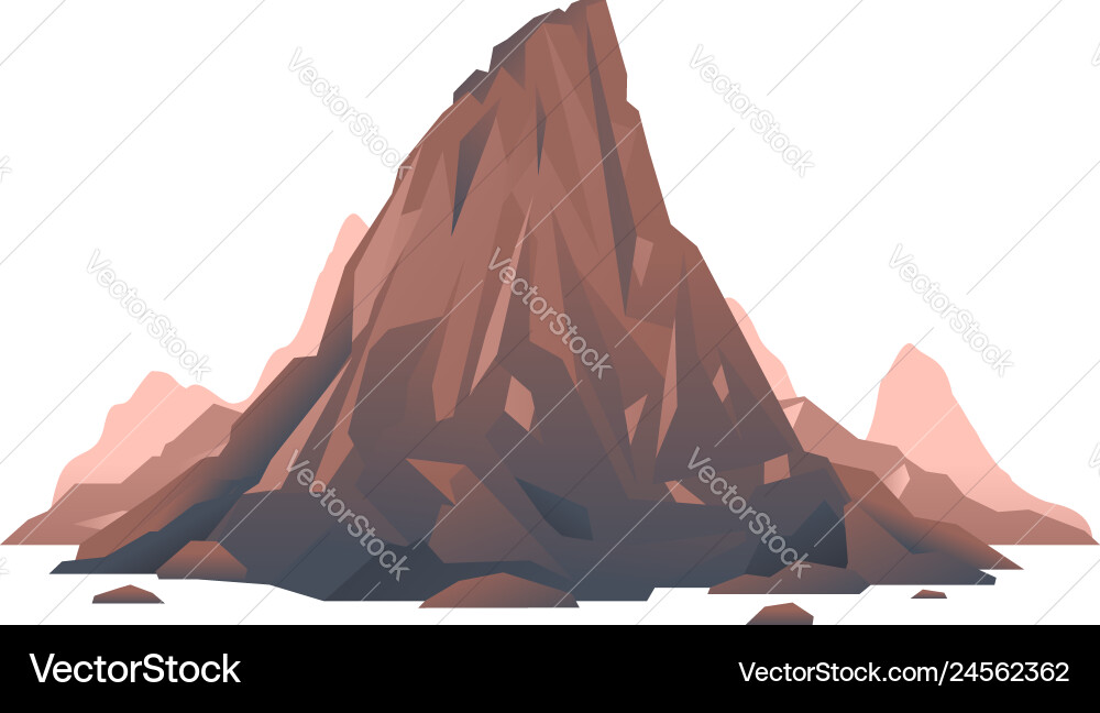 Old brown mountain isolated Royalty Free Vector Image