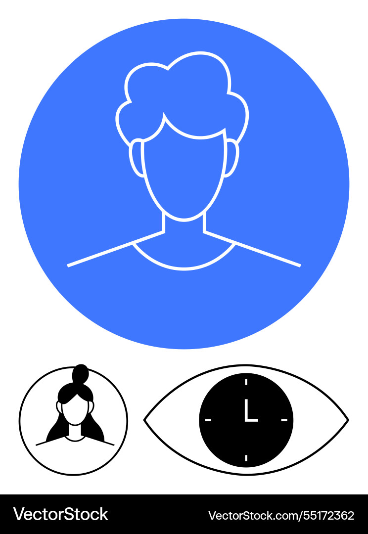 Profile avatar concepts with time vision Vector Image