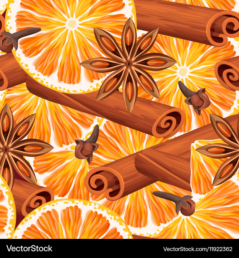 Seamless orange and spices Royalty Free Vector Image