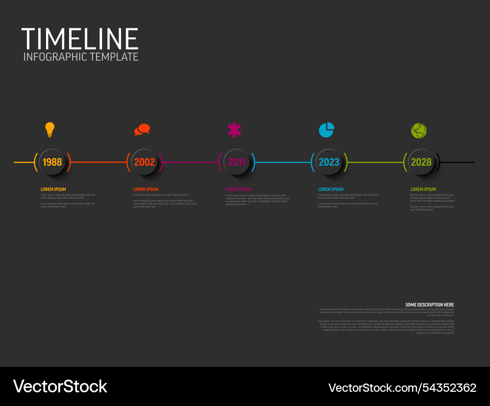 Thin straight line infographic timeline diagram Vector Image