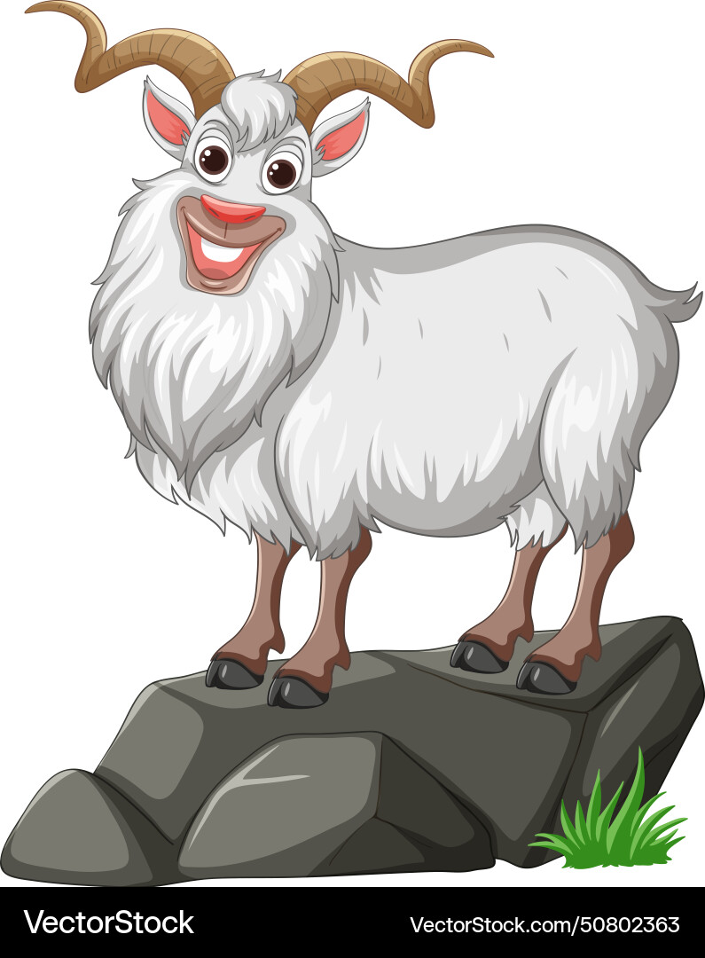 A happy goat on rock Royalty Free Vector Image