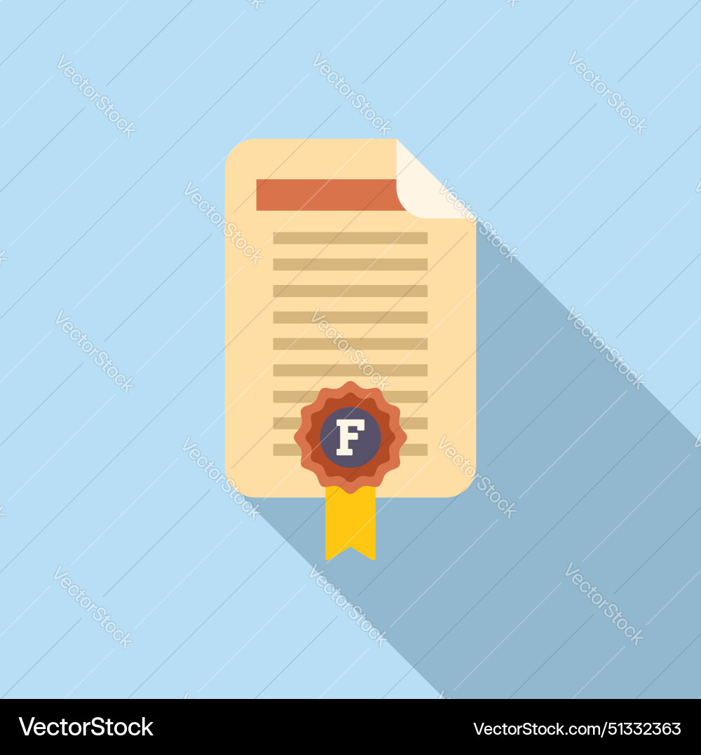 Certified document icon with long shadow Vector Image