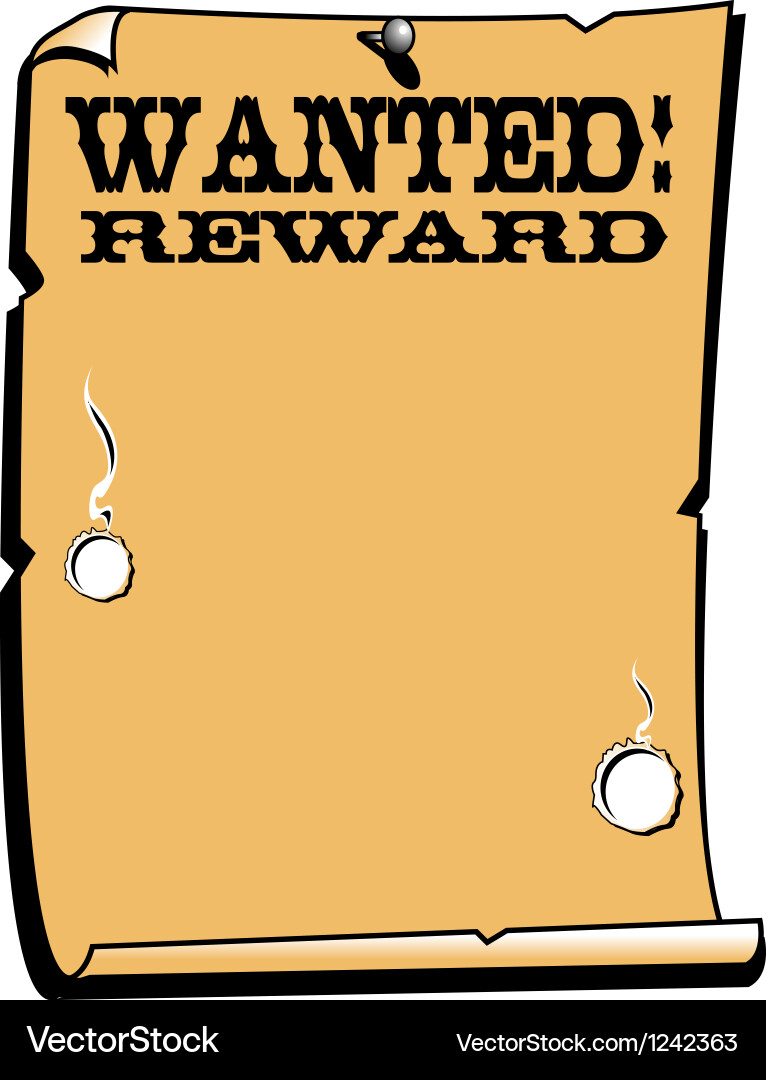 Classic Western Wanted Poster Royalty Free Vector Image