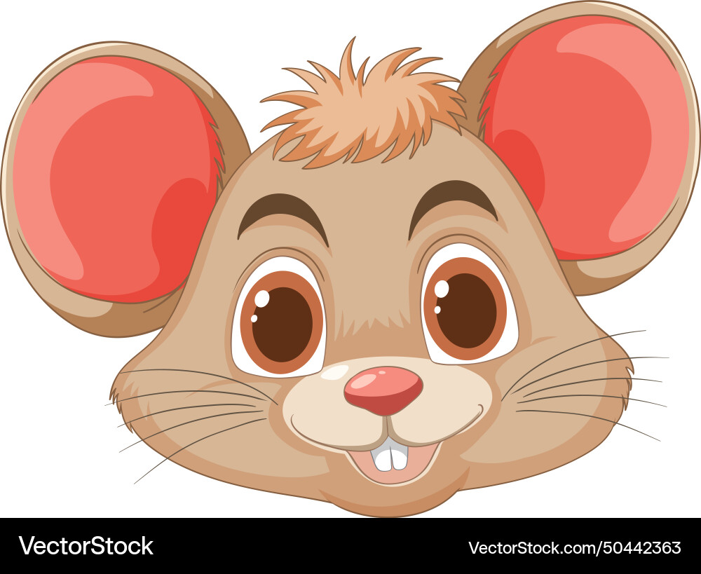 Cute smiling mouse with large pink ears Royalty Free Vector