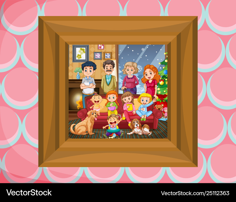 Family in picture frame Royalty Free Vector Image