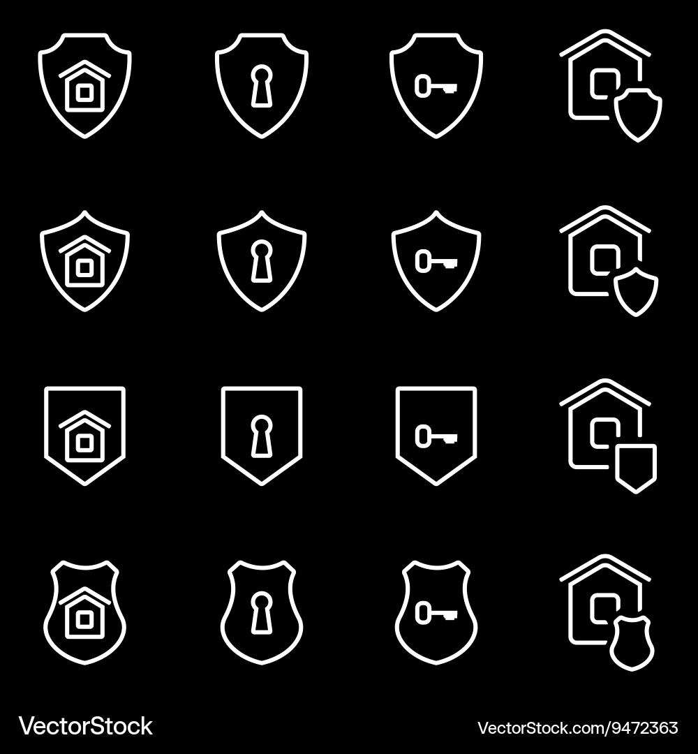 Line home security icon set Royalty Free Vector Image