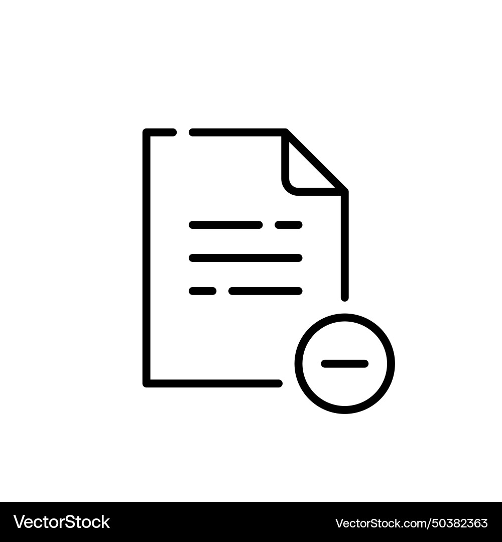 Rectangular line art symbol with minus sign logo Vector Image