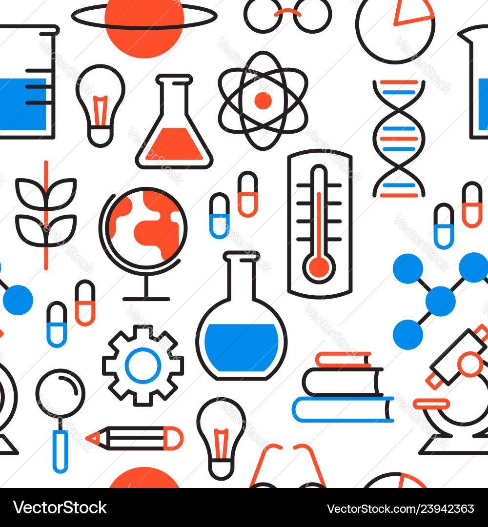 Science education outline icon seamless pattern Vector Image