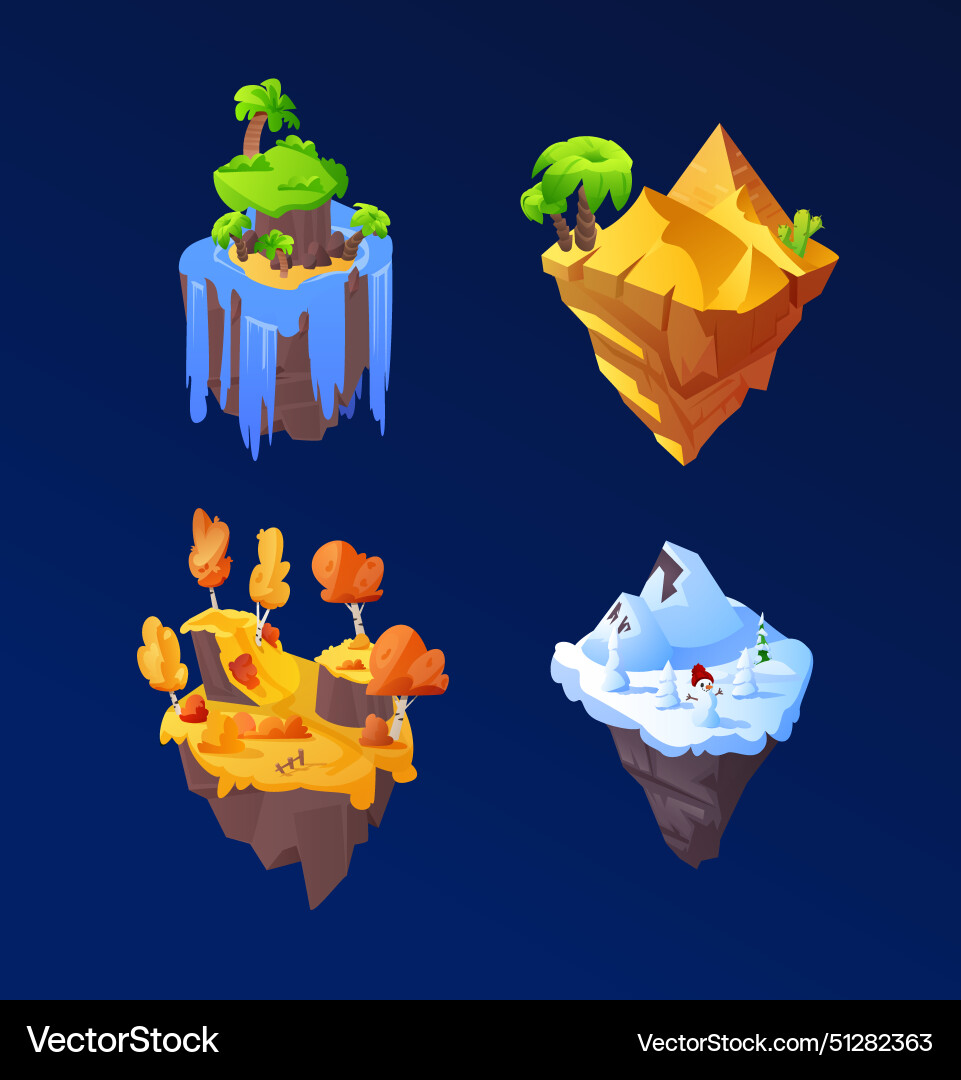 Set of 3d an island game Royalty Free Vector Image