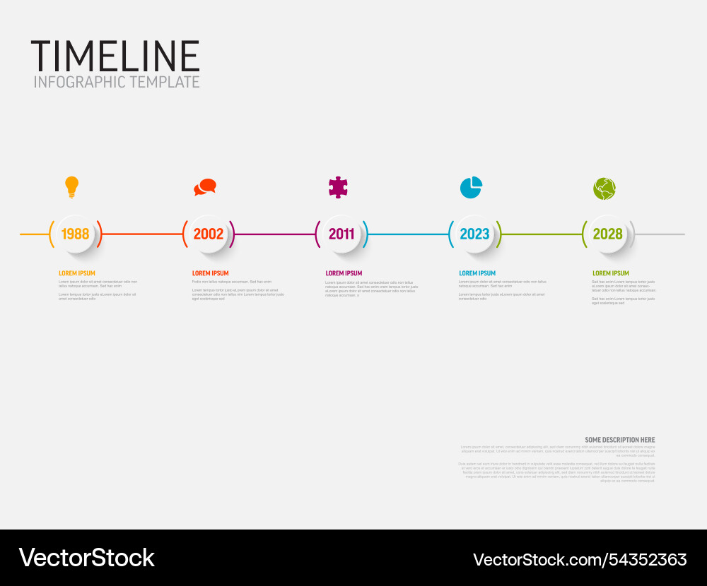 Thin straight line infographic timeline diagram Vector Image