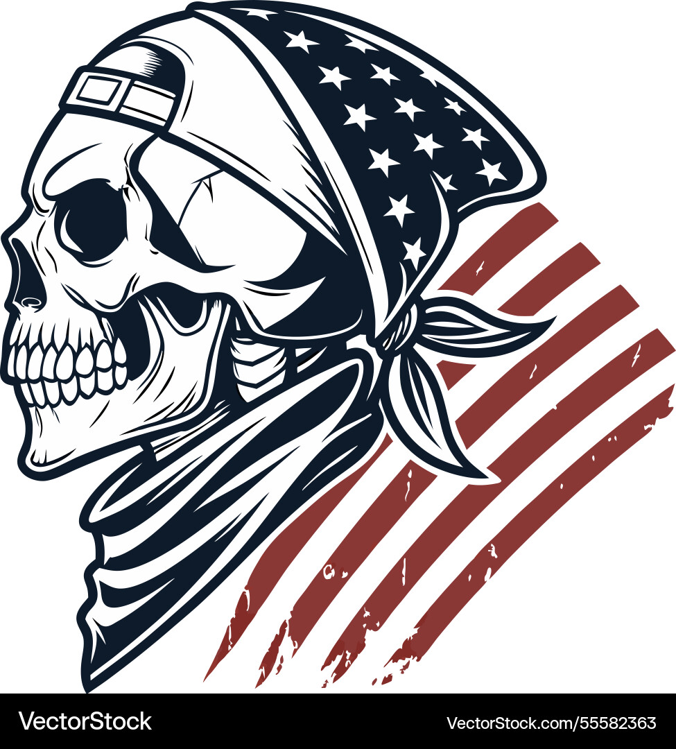 Vintage monochrome military skull Royalty Free Vector Image
