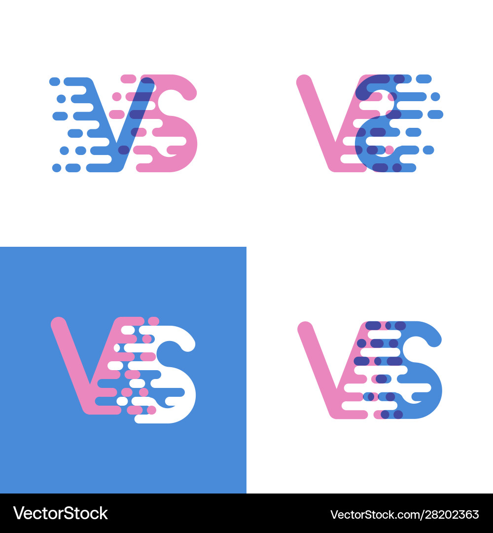 Vs Buchstaben Logo mit Akzent Geschwindigkeit weich rosa