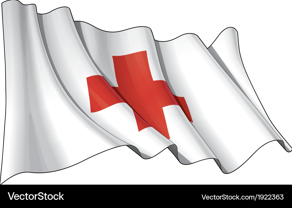 Waving Red Cross Flag - Grunge Texture Royalty Free Vector
