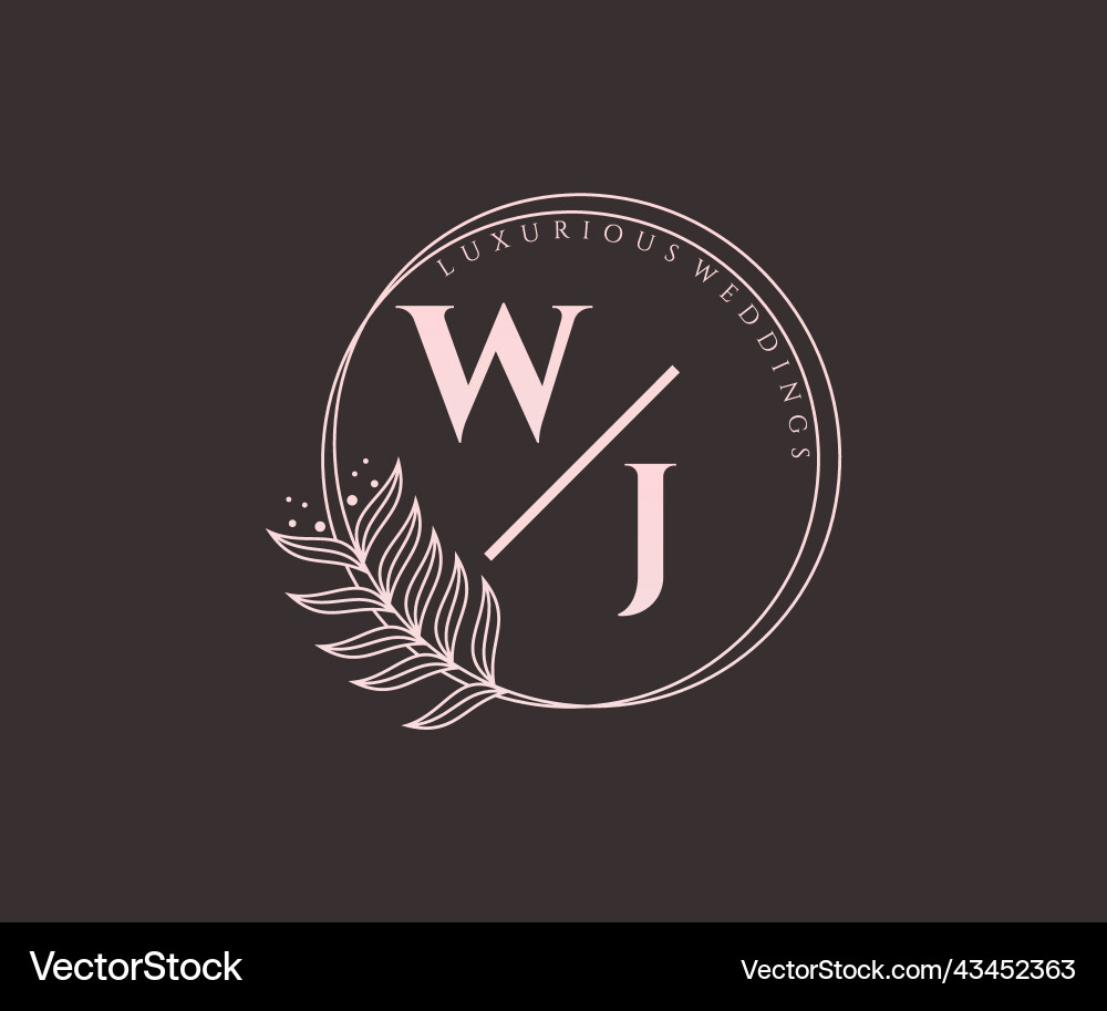 Wj initials letter wedding monogram logos Vector Image