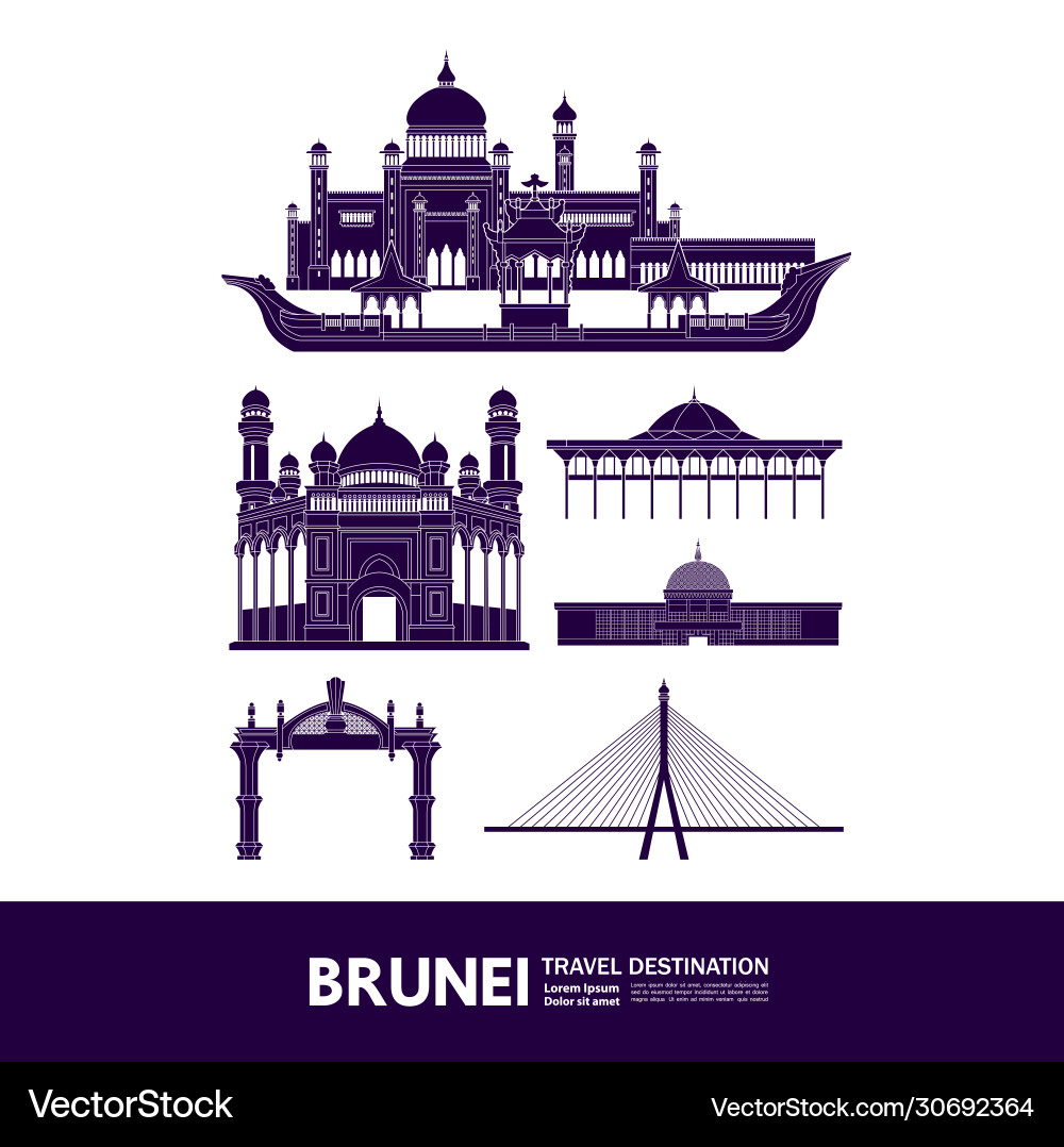 Brunei travel destination Royalty Free Vector Image