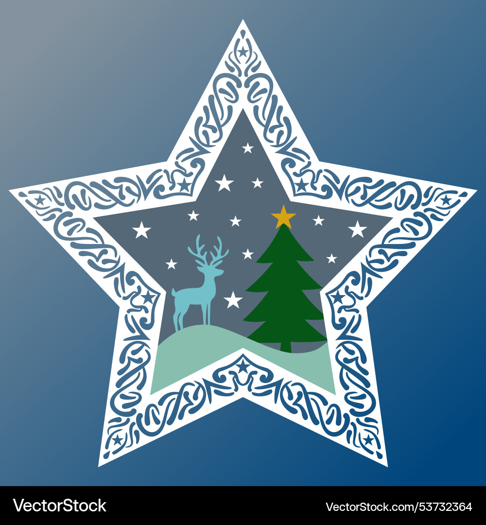 Christmas star with pattern Royalty Free Vector Image