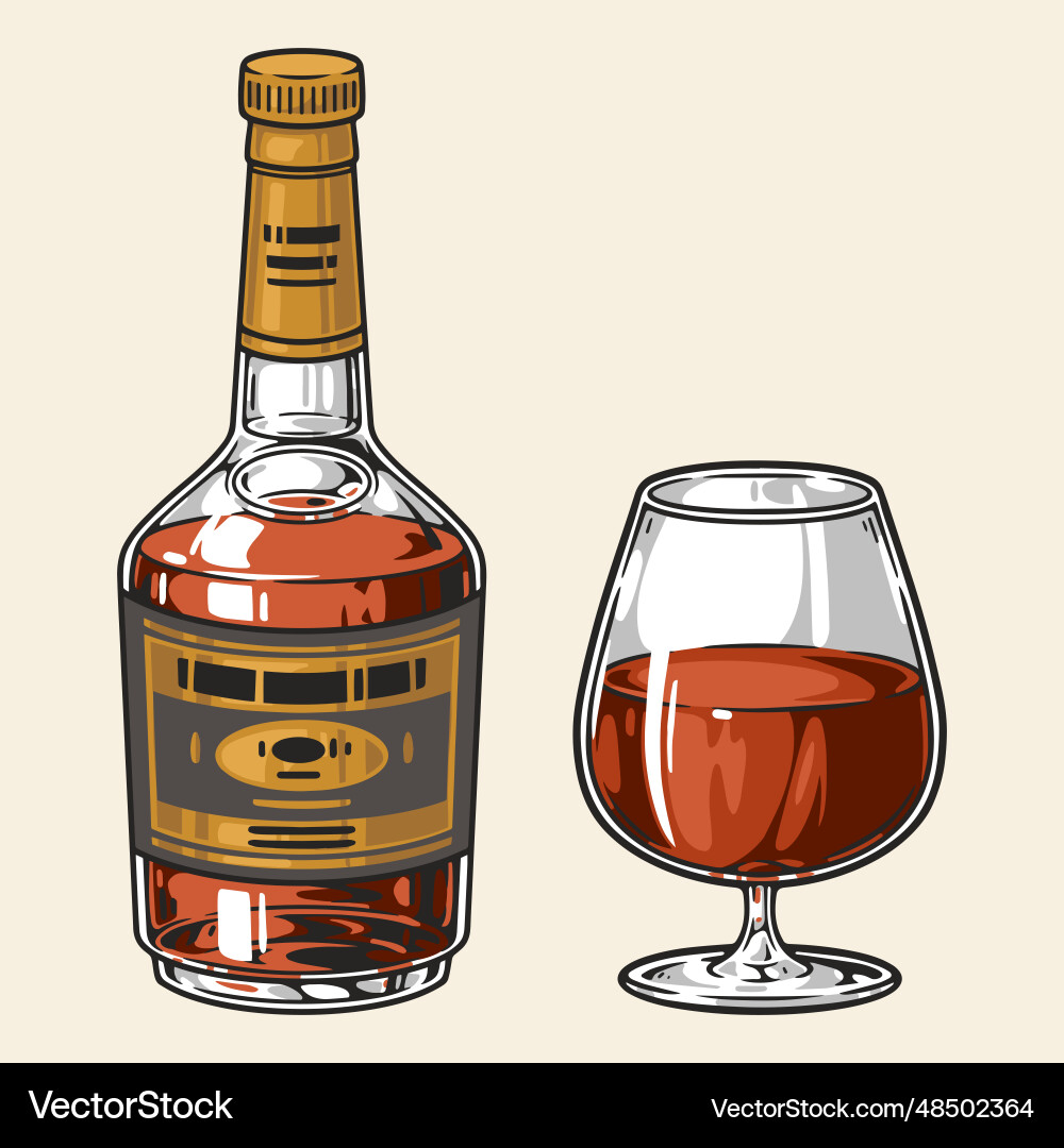 Cognac drink colorful detailed label Royalty Free Vector