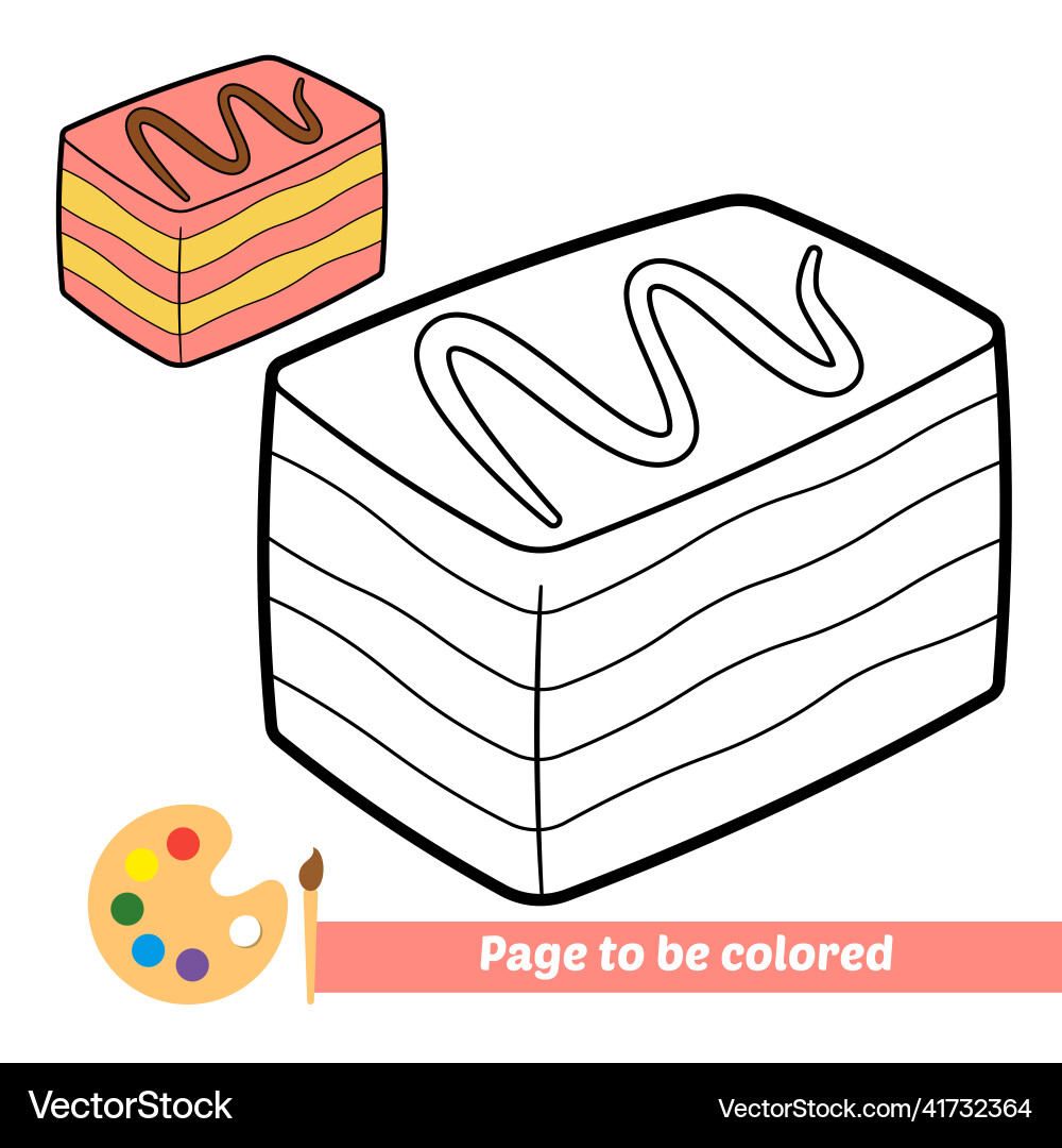 Coloring book for kids cake Royalty Free Vector Image