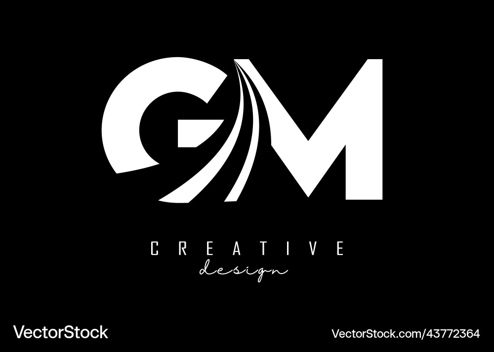 Creative white letters gm g m logo with leading Vector Image