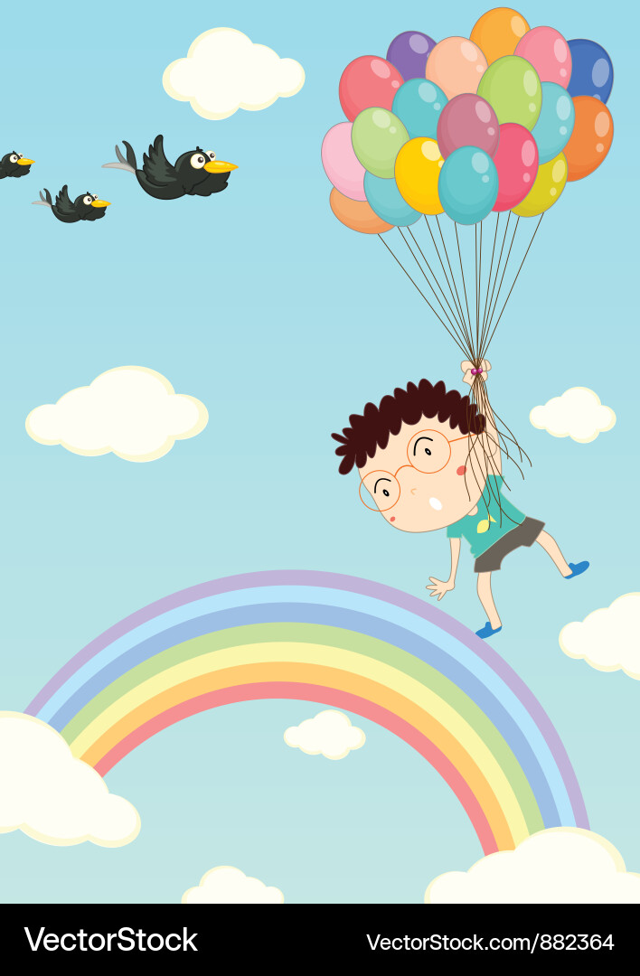 Floating with balloons Royalty Free Vector Image