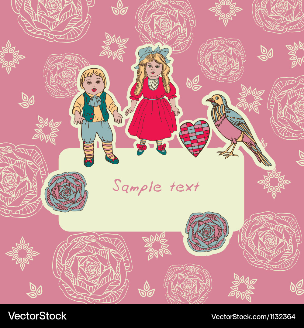 Greeting card with retro toys Royalty Free Vector Image