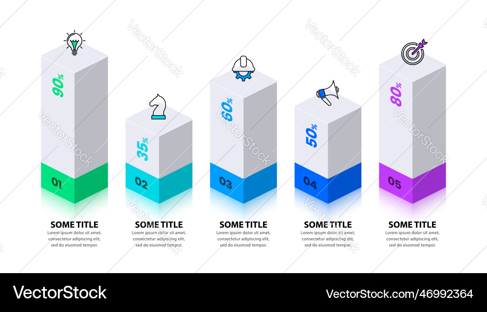 Infographic template 5 3d columns Royalty Free Vector Image