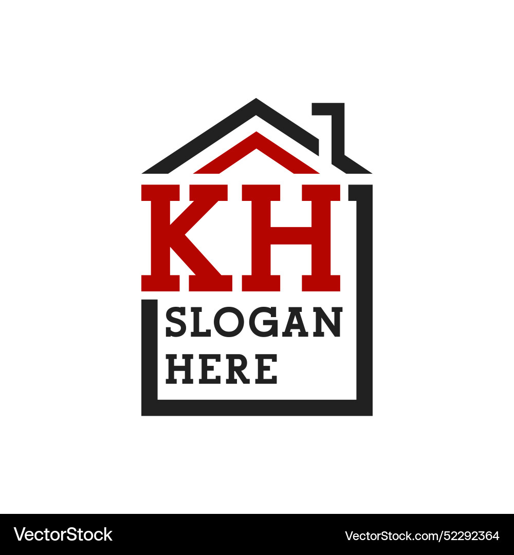 Initial kh house logo for roofing letter real Vector Image
