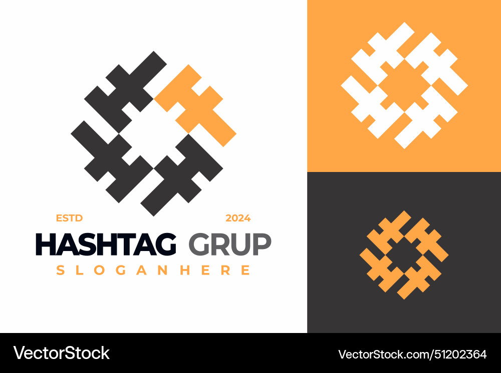 Letter h hashtag grup logo design symbol icon Vector Image