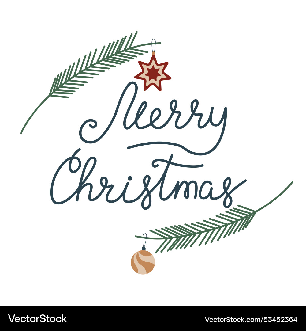 Merry christmas hand lettering calligraphy Vector Image
