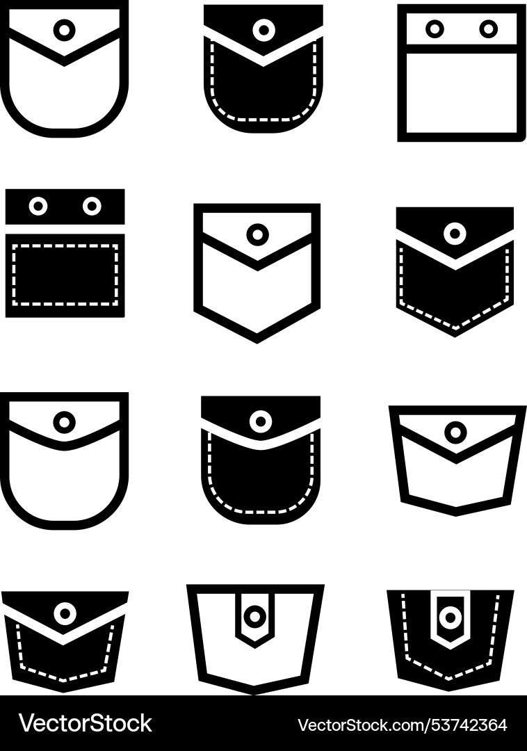 Pocket icon textile uniform pockets shapes Vector Image