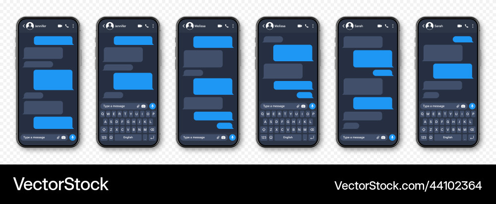 Realistic smartphone with messaging app blank sms Vector Image