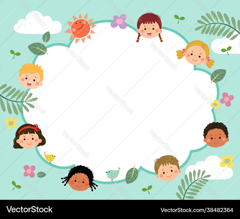 Template with cartoon happy kids Royalty Free Vector Image