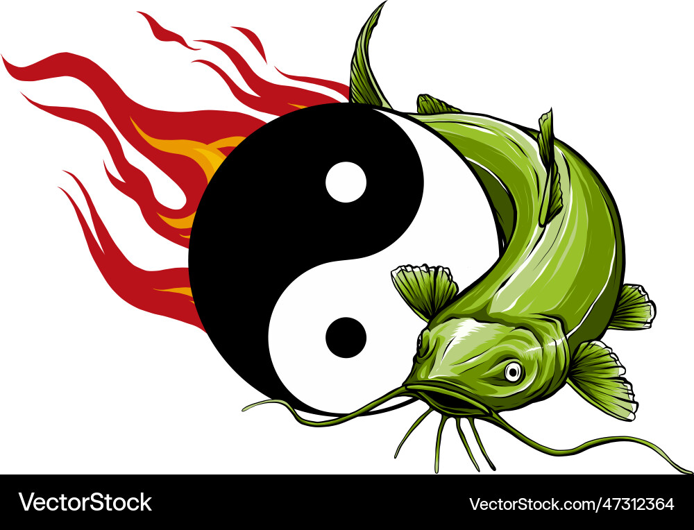 Wels mit Yin Yang Lizenzfreies Vektorbild - VectorStock