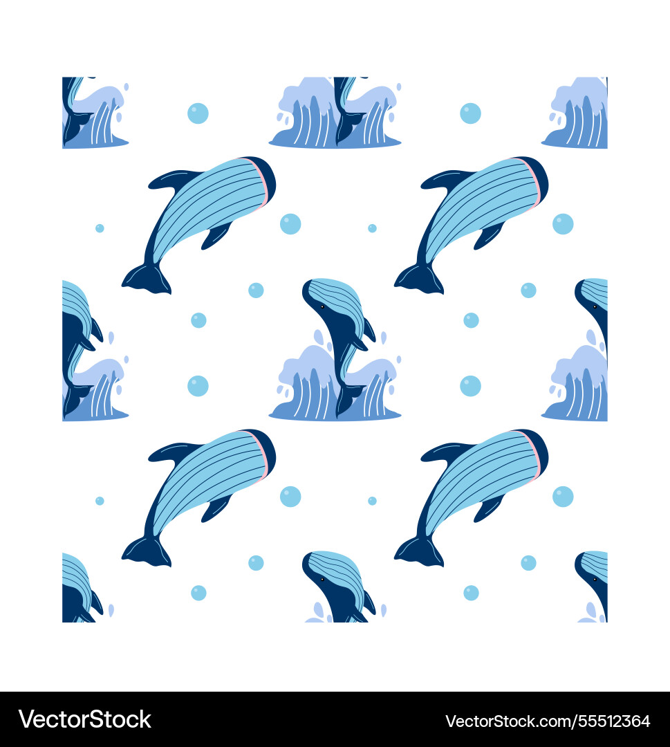 Whale breaching seamless pattern Royalty Free Vector Image