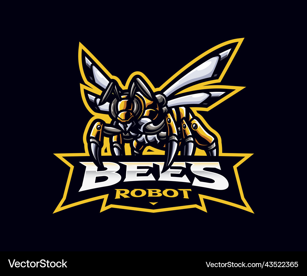 Bee robot mascot logo design Royalty Free Vector Image