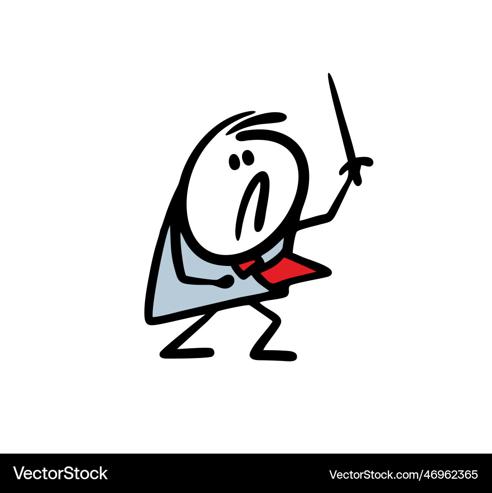 Cartoon businessman brandishes a sharp sword Vector Image