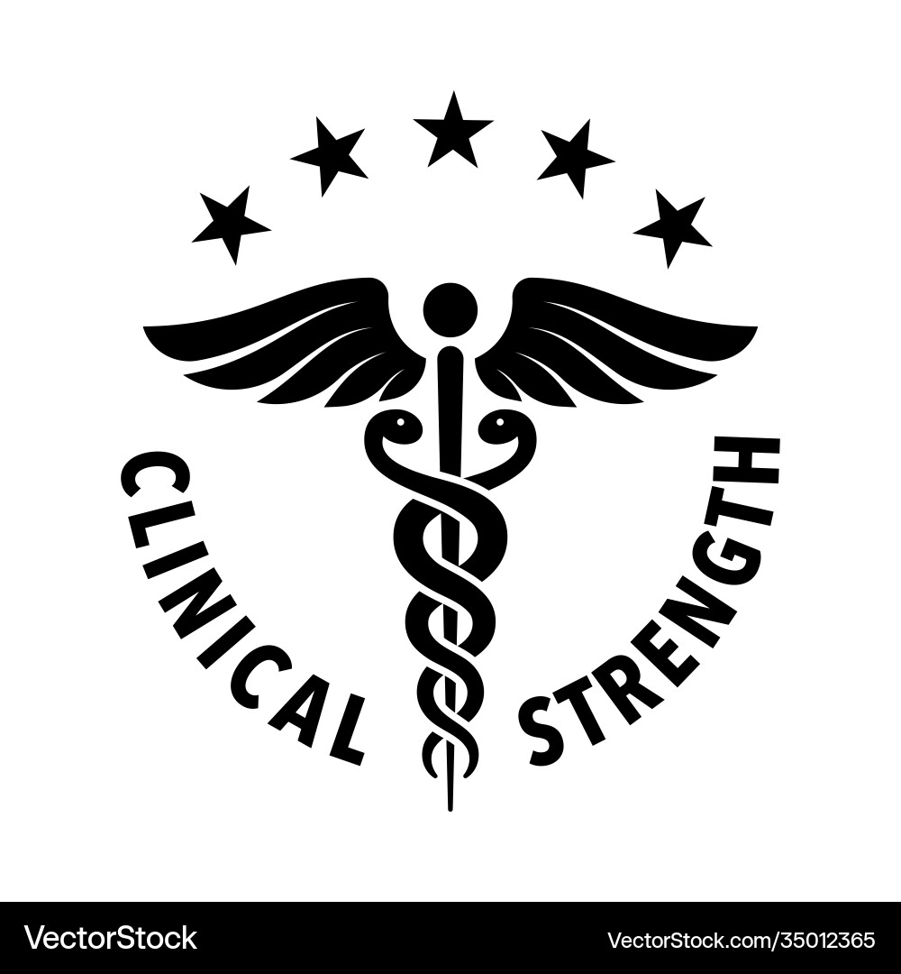 Clinical strength tested approved badge Royalty Free Vector