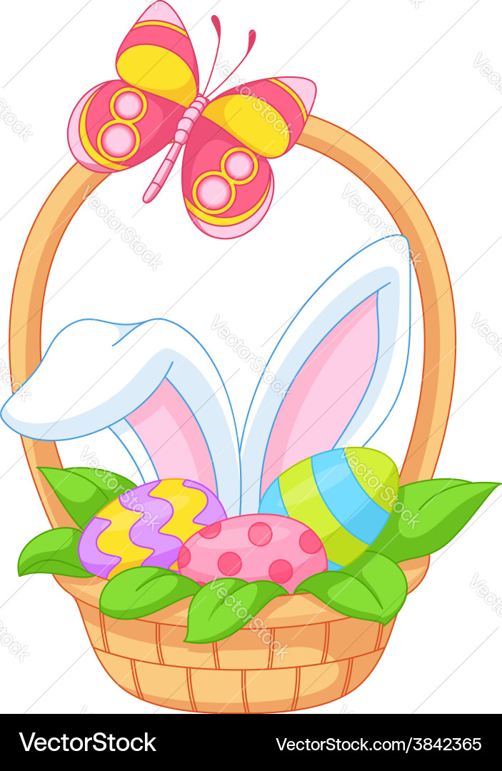 Cute Easter Bunny Basket Royalty Free Vector Image