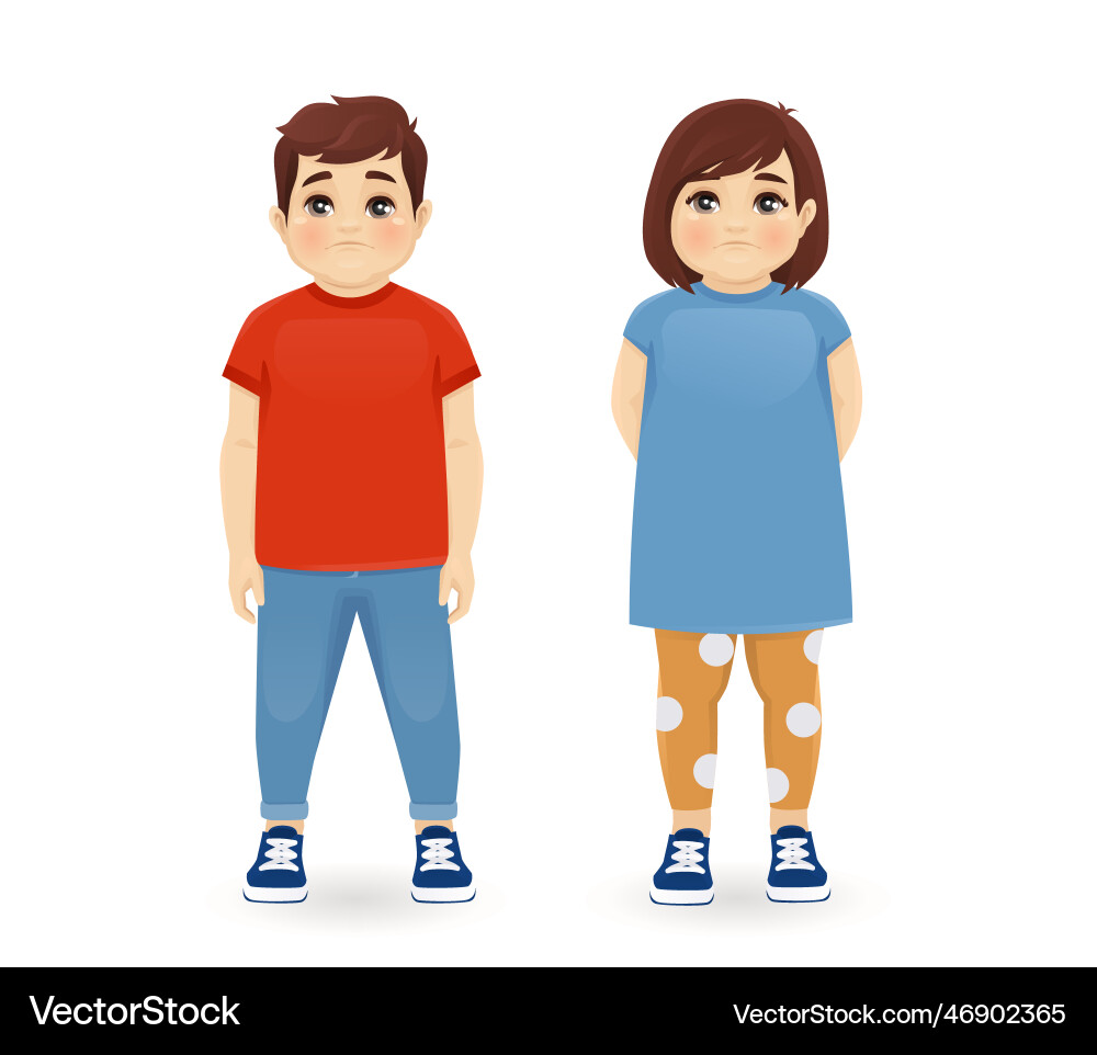 Fat boy and girl Royalty Free Vector Image - VectorStock