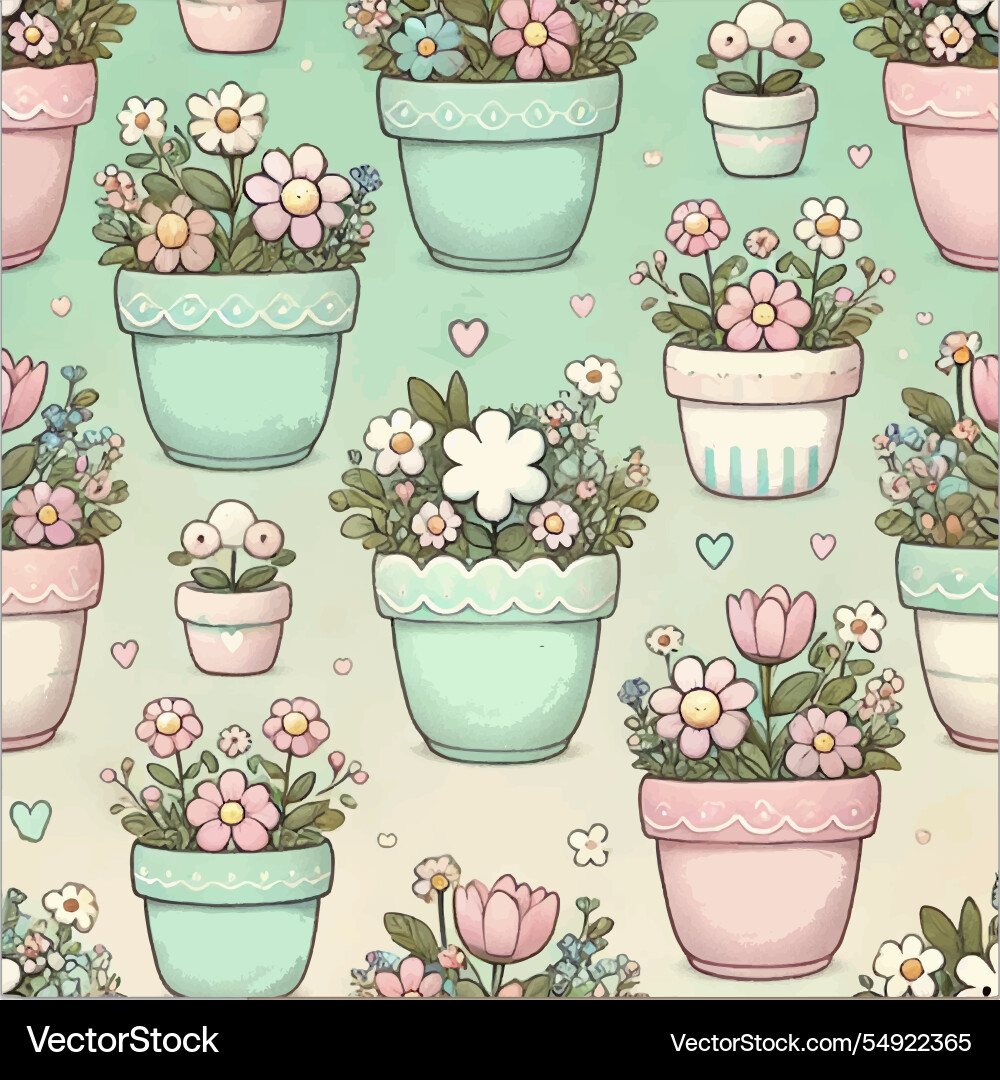 Flower pots print design Royalty Free Vector Image