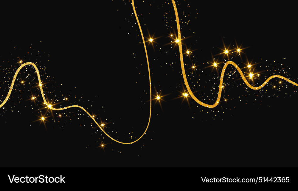 Gold glittering confetti wave and stardust Vector Image
