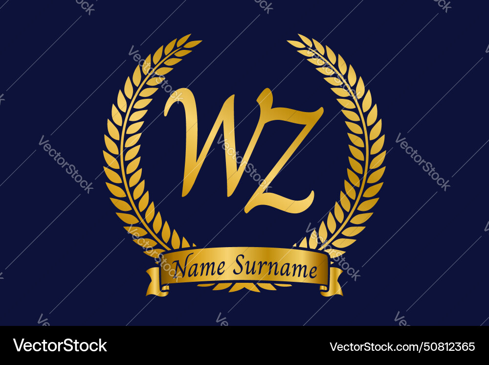 Initial letter w and z wz monogram logo design Vector Image