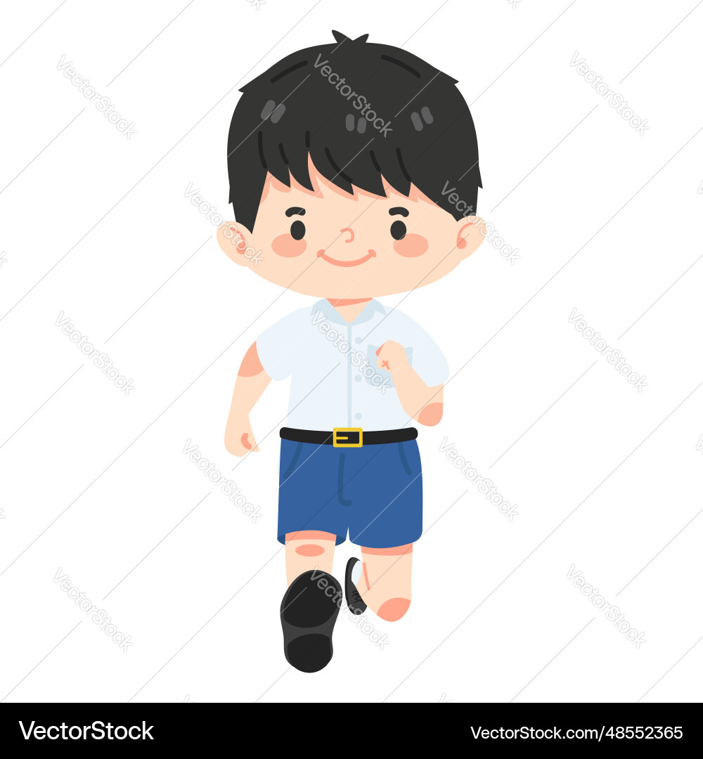 Kid boy student running children Royalty Free Vector Image